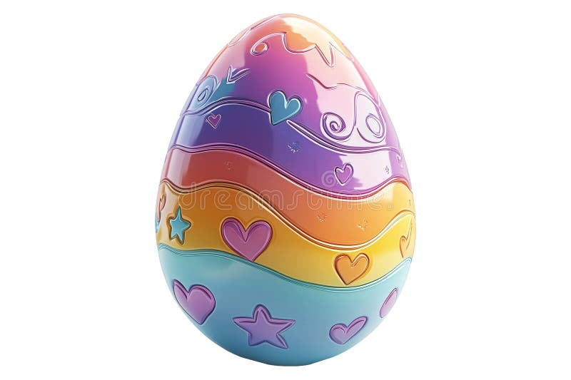 Vibrant Easter Egg with Embossed Patterns of Waves, Stars, and Hearts ...