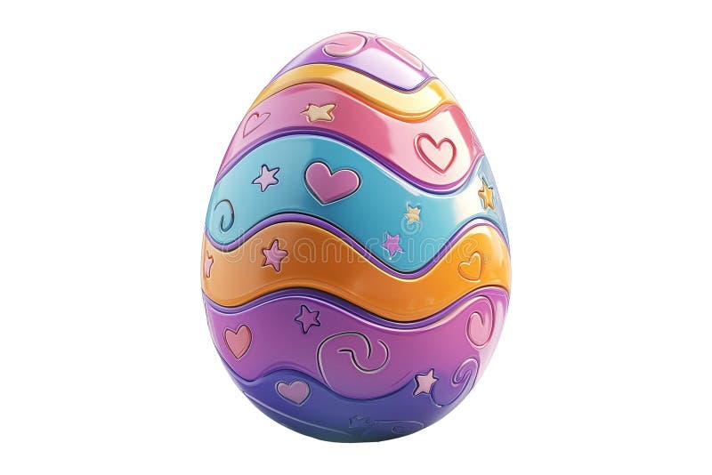 Vibrant Easter Egg with Embossed Patterns of Waves, Stars, and Hearts ...