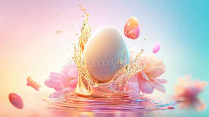 Vibrant Easter Egg with Floral Splash on Water for Spring Celebration ...