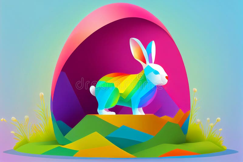 Vibrant Easter Egg and Rabbit Illustration Stock Illustration ...