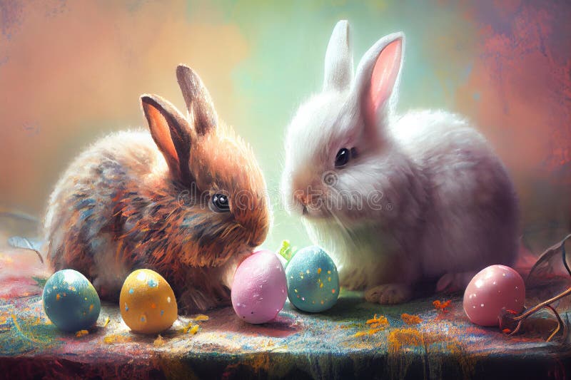 Vibrant Easter Egg and Rabbit Illustration Stock Illustration ...