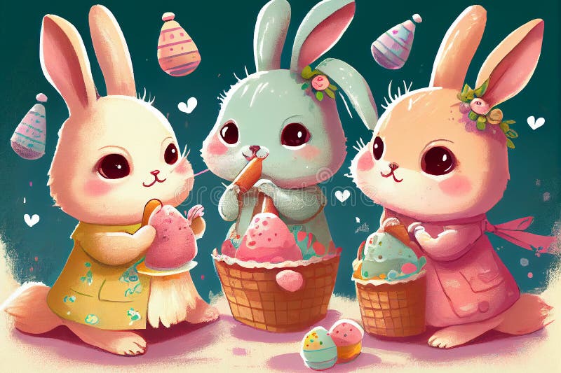 Vibrant Easter Egg and Rabbit Illustration Stock Illustration ...