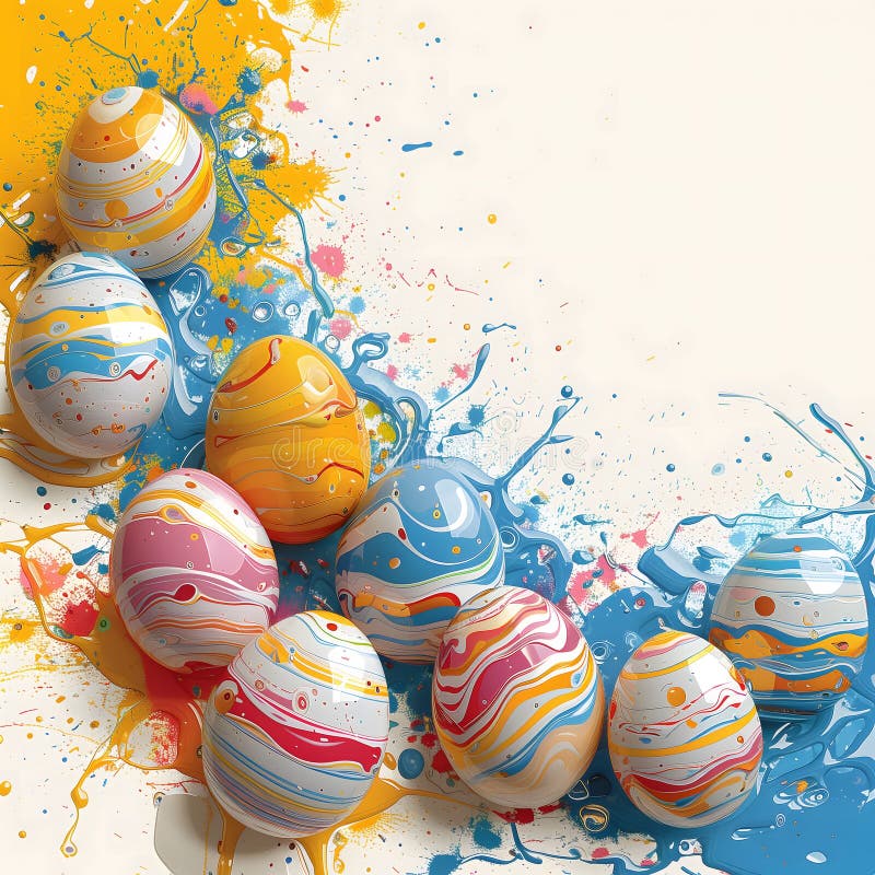 Vibrant Easter Eggs in a Colorful Paint Splatter Stock Illustration ...