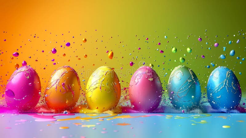 Vibrant Easter Eggs with Colorful Splashes. Generative Ai Stock ...
