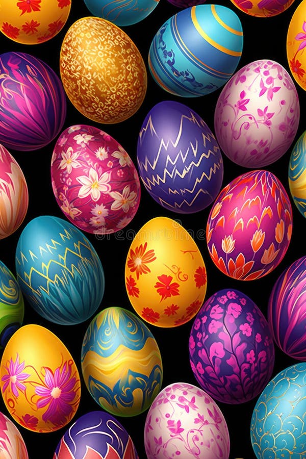 Vibrant Easter Eggs Dark Background Perfect Holiday Designs Stock ...