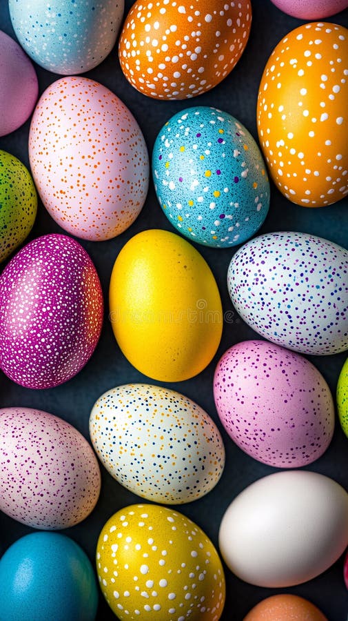 Vibrant Easter Eggs with Different Patterns, Ideal for Holiday Decorations and Spring ...