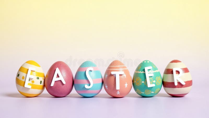 Vibrant Easter Eggs in a Line Display Bright Colors and Decorative ...