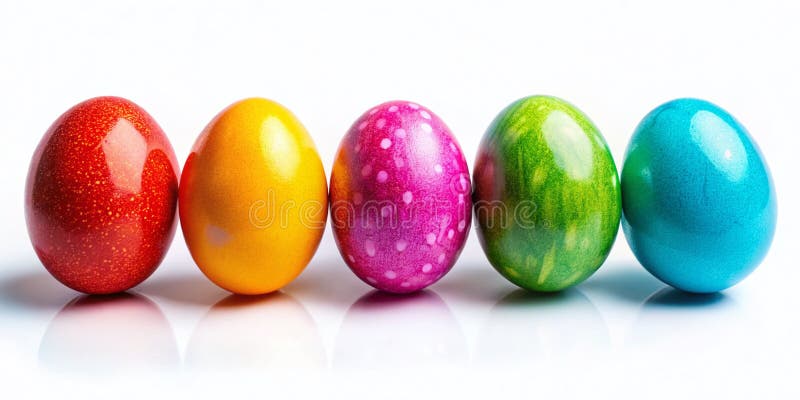 Vibrant Easter Eggs on a Pristine White Background a Spring Celebration ...