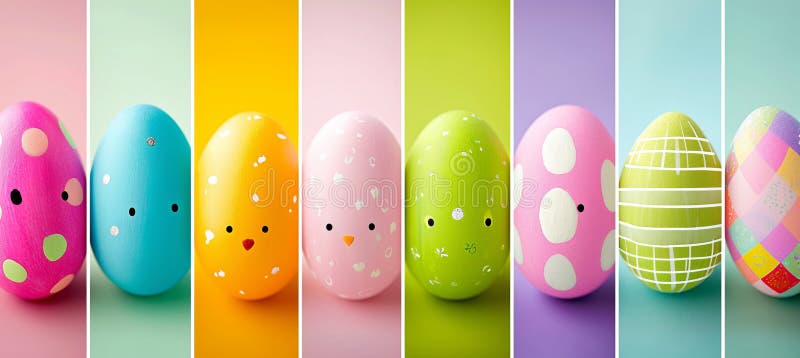 Vibrant Easter Mood Products Collage Divided by White Vertical Lines in ...