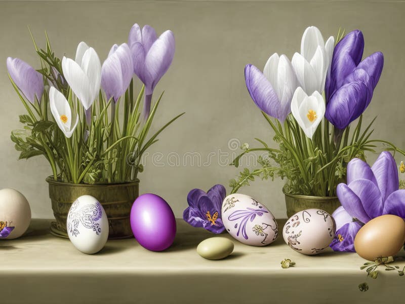 Vibrant Easter Scene with a Delightful Display of Pastel-colored Easter ...