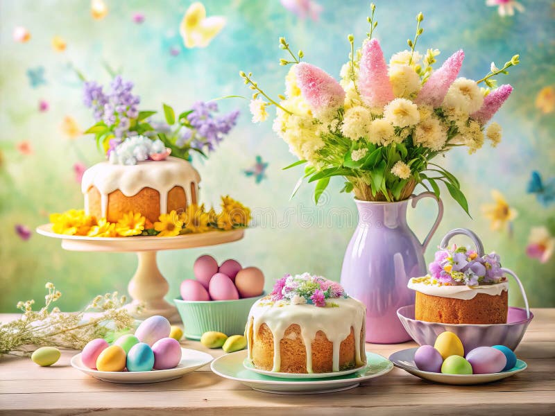Elegant Easter Table Setting Pastel Cakes Flowers Stock Photos - Free & Royalty-Free Stock ...