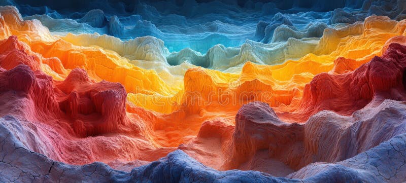 Vibrant Ecosystem of Shifting Sands in Cascading Colors of Orange, Blue ...