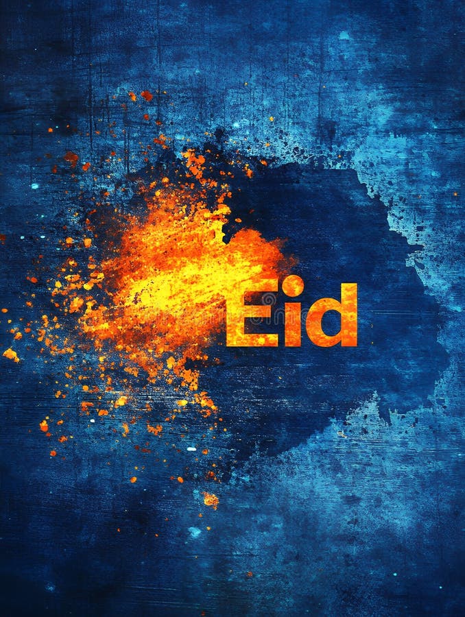 A Vibrant Eid Greeting with a Burst of Orange Light Against a Textured ...