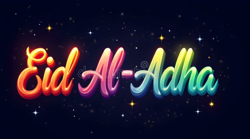 Vibrant Eid Mubarak Text Design Featuring a Bold Rainbow Gradient Dark ...
