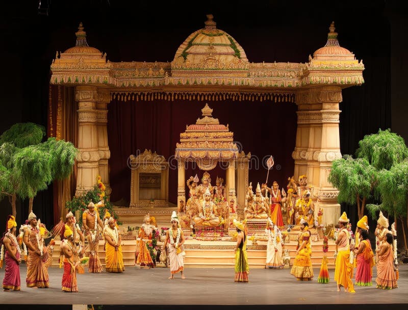 Indian Classical Dance Performance Stage Stock Illustration ...