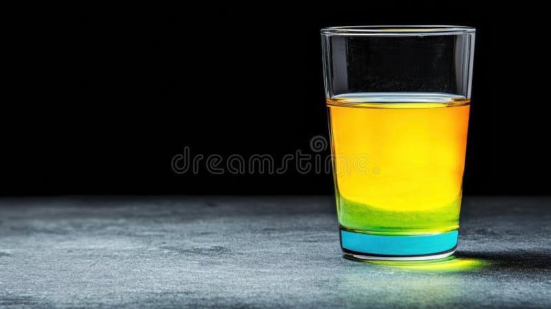 Vibrant Electrolyte Solution in Glass with Light Refraction Stock Photo ...