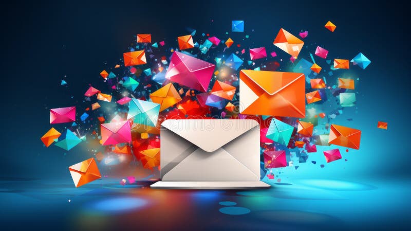 Vibrant Email Explosion Concept on Digital Background Stock ...