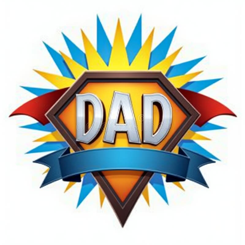 Superhero Dad Emblem with Bright Colors and Dynamic Design Celebrating ...