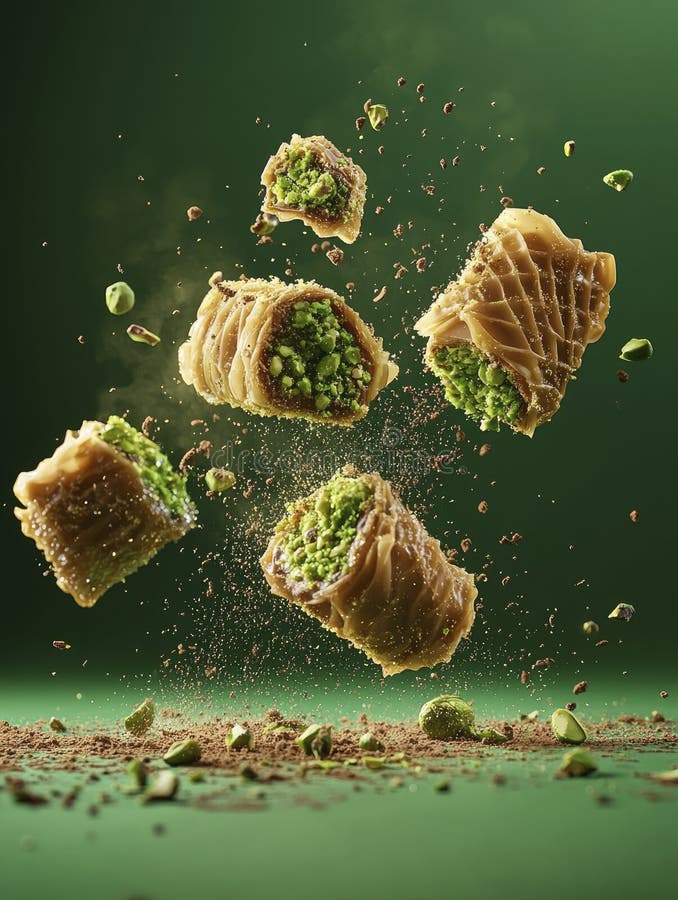 A Vibrant Emerald Green Background with Luxurious Pieces of Dubai ...