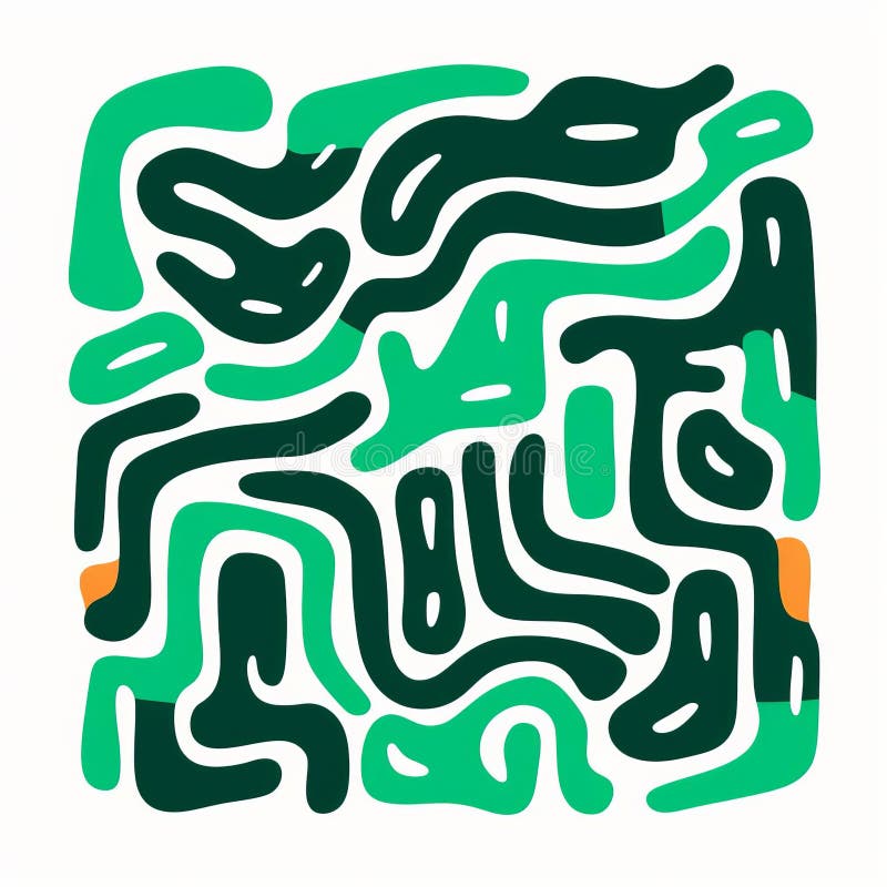 Vibrant Emerald Green Maze Pattern Doodle Poster Design Stock ...
