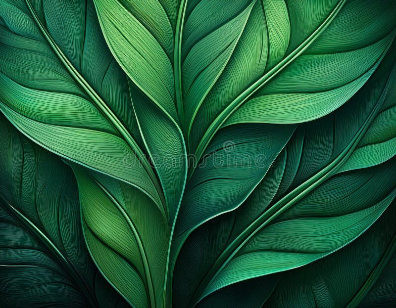 Vibrant Emerald Leaf Texture, Exotic Flora Close Up. Top-down ...