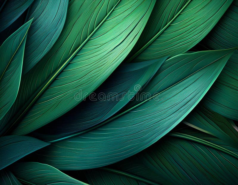 Vibrant Emerald Leaf Texture, Exotic Flora Close-up. Top-down ...