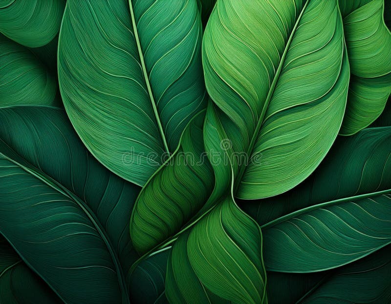 Vibrant Emerald Leaf Texture, Exotic Flora Close-up. Top-down ...