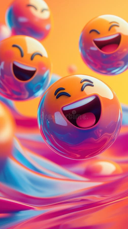 Vibrant Emoji Expressions Floating Colorful Abstract Background Stock ...
