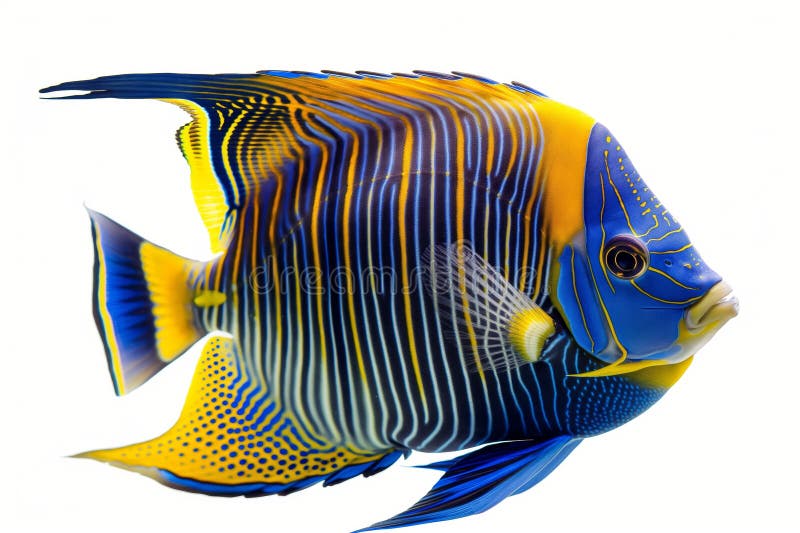 Vibrant Emperor Angelfish Isolated on White Stock Photo - Image of ...