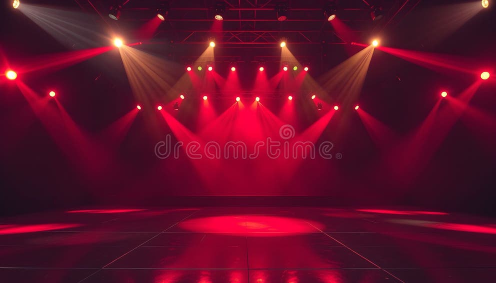 Illuminated Empty Stage with Dramatic Red Lighting Effects Stock ...