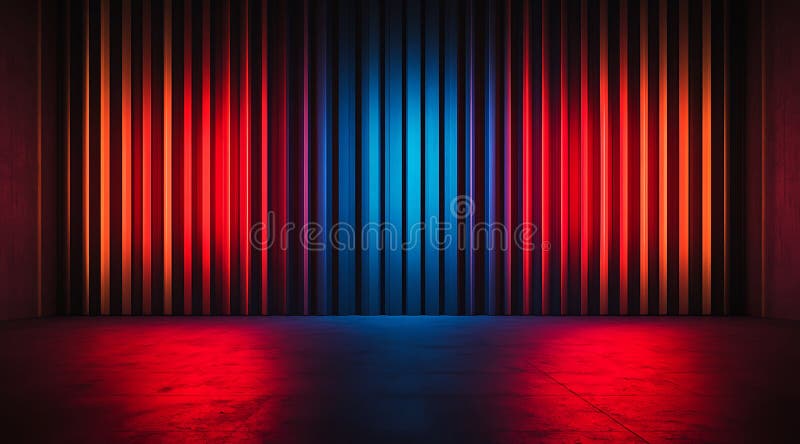 Vibrant Empty Stage Featuring Red and Blue Neon Lights Illuminating ...