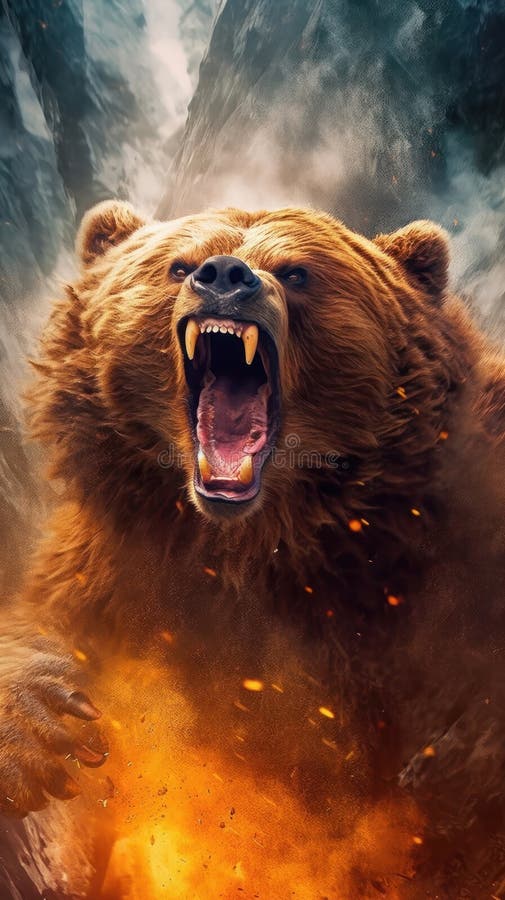 Vibrant and Energetic Bear in Action AI Generated Stock Illustration ...
