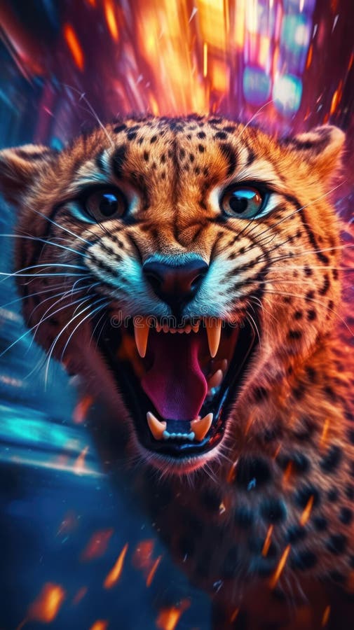 Vibrant and Energetic Cheetah in Action AI Generated Stock Illustration ...