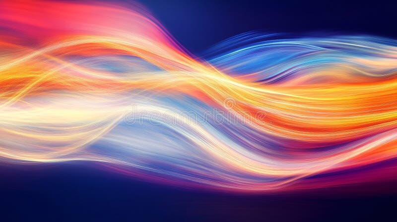 Vibrant and Energetic Dynamic Light Trails Forming Waves Against a ...