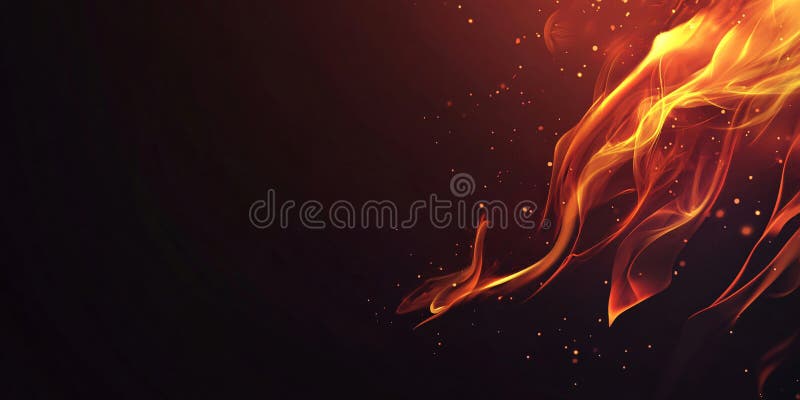 Vibrant and Energetic Golden Fire Flames and Sparks on a Dark ...