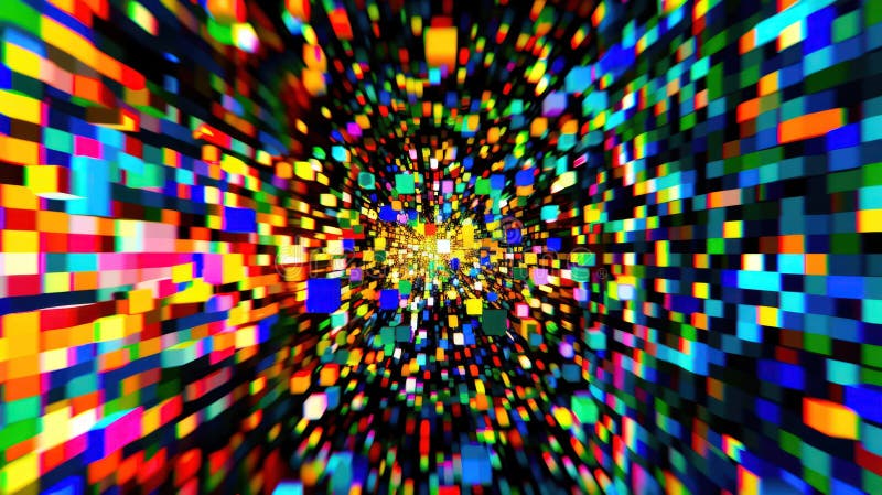 Retro Game Glitch Square Tiles - Psychedelic RGB Mosaic Pixelated ...