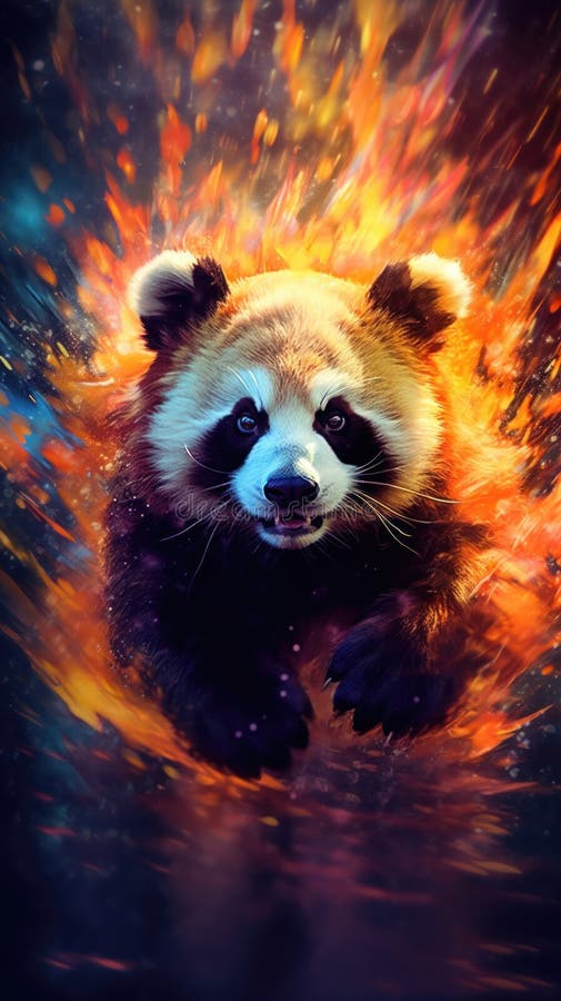 Vibrant and Energetic Panda Cat in Action AI Generated Stock ...