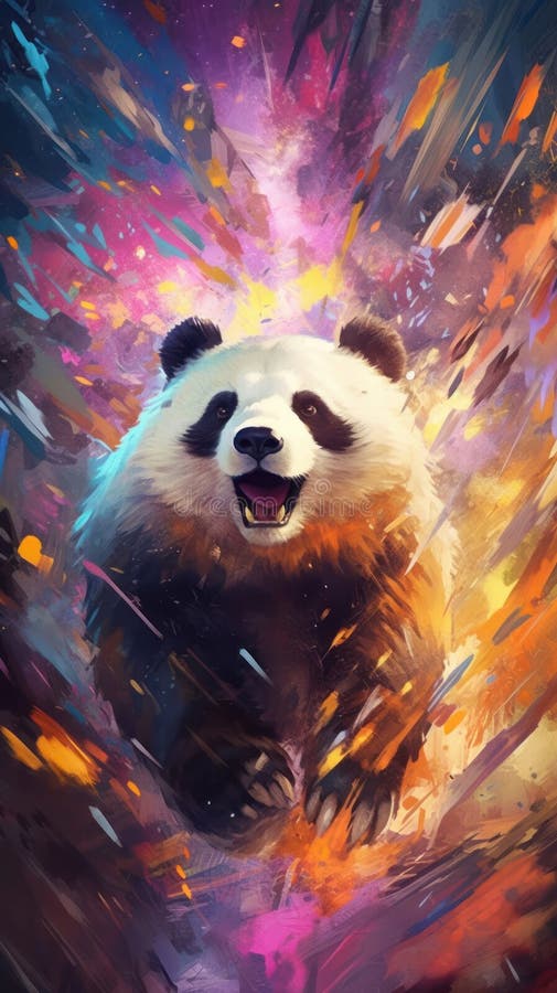 Vibrant and Energetic Panda Cat in Action AI Generated Stock ...