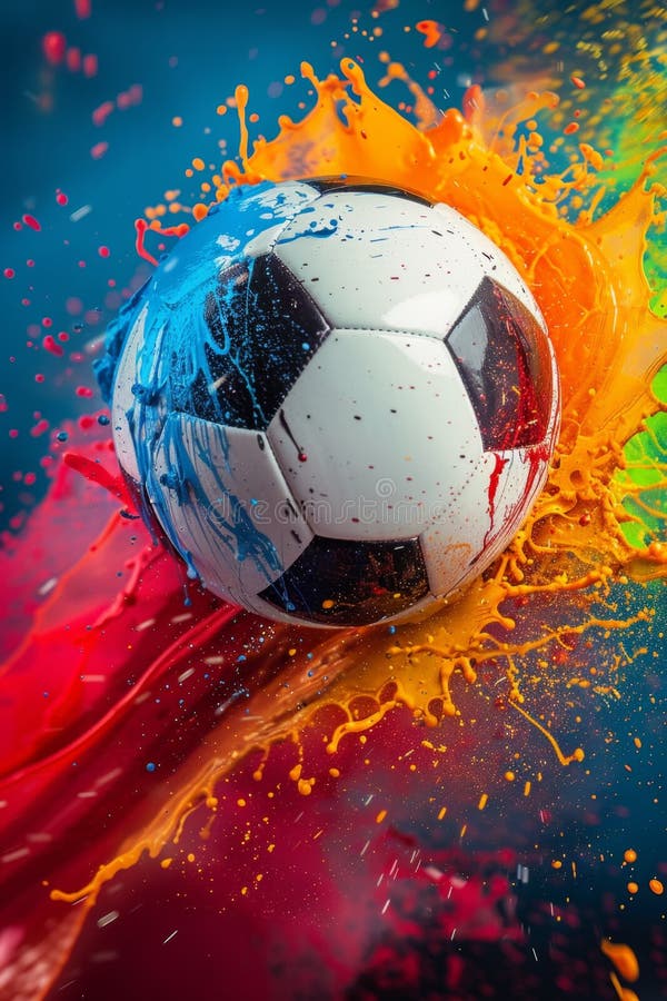 Vibrant and Energetic Soccer Ball with Color Splash Background, Motion ...