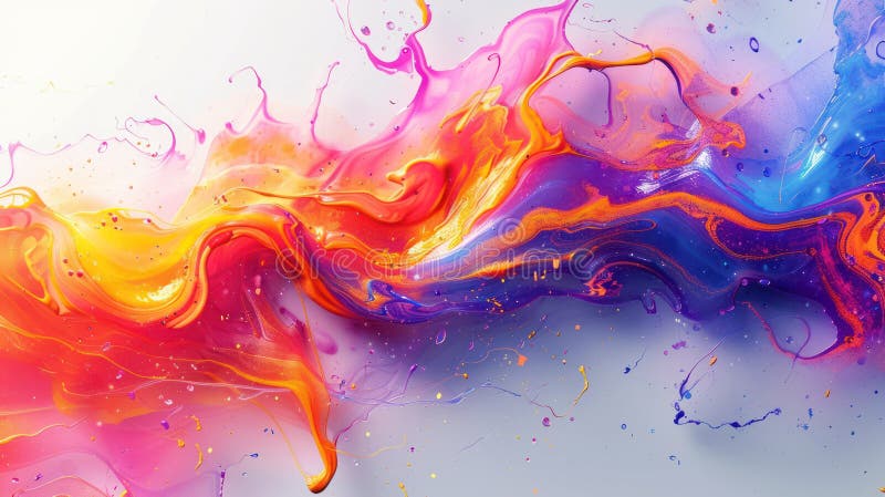 Vibrant Energy: Abstract Liquid Acrylic Paint in Motion on White Canvas ...