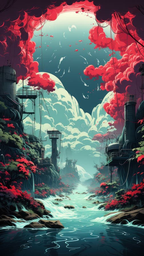 Vibrant Energy Bursts. Created with Generative AI Stock Illustration ...