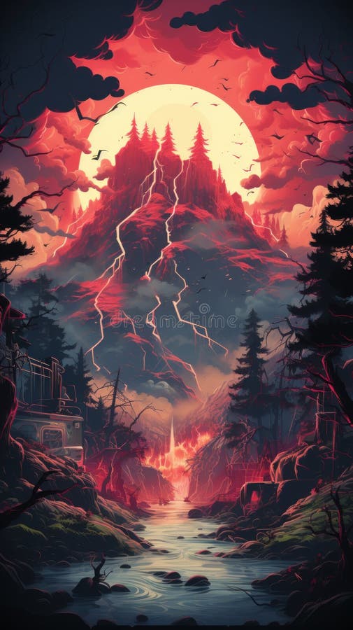 Vibrant Energy Bursts. Created with Generative AI Stock Illustration ...