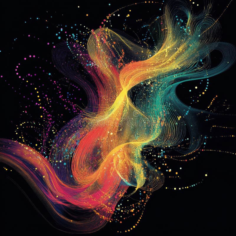 Vibrant Energy Lines and Dots Symbolize Active Communication and Data ...