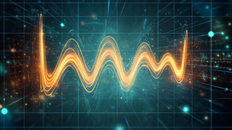Vibrant Energy Oscillation Visualized As a Flat Pulse on a Grid with ...