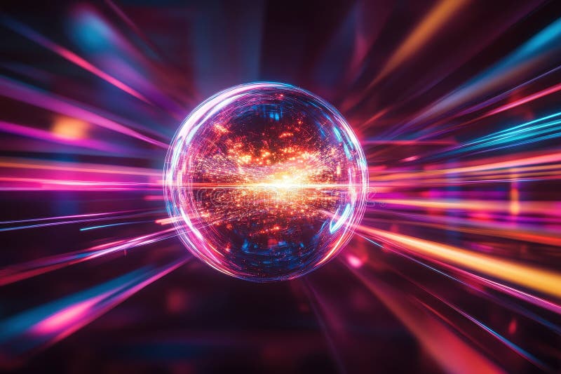 Colorful Light Refraction through Faceted Crystal Sphere with Radiant ...