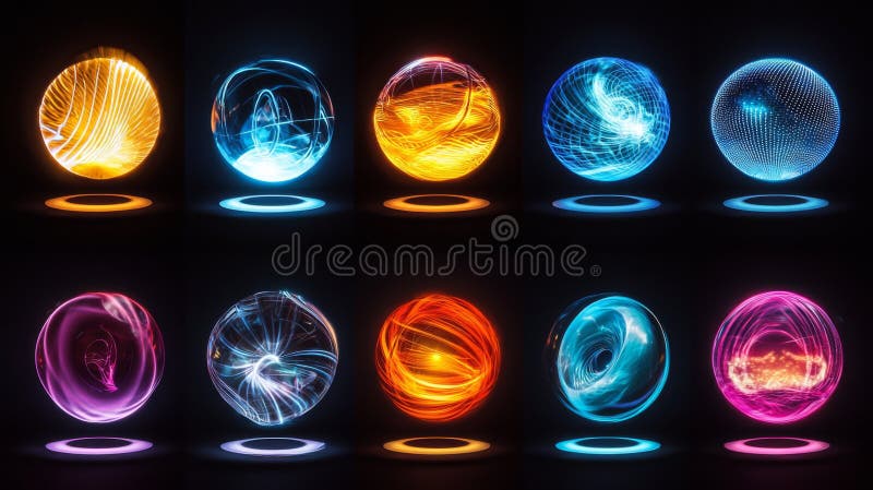 Vibrant Energy Spheres Showcasing Luminescent Patterns in a Captivating ...