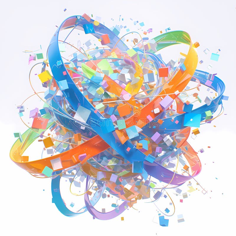 Vibrant Entangled Shapes Abstract 3D Visual Artwork Stock Illustration ...