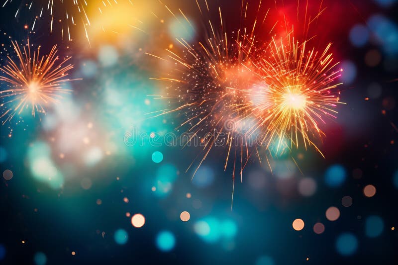 Vibrant Entertainment Bokeh Backdrop with Dazzling Fireworks and ...