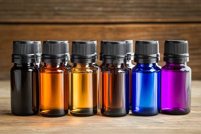 Vibrant Essential Oil Bottles Display a Stunning Array of Natural ...