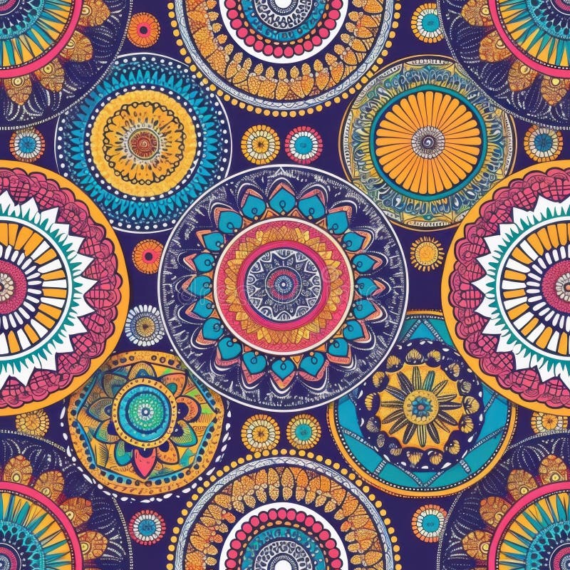 Vibrant Ethnic Mandala Patterns for Artistic Backgrounds Stock Photo ...